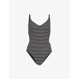 Seafolly Mesh Effect V-neck Swimsuit - Black