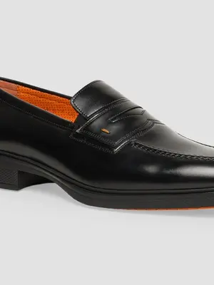 Santoni Leather Loafers - Black