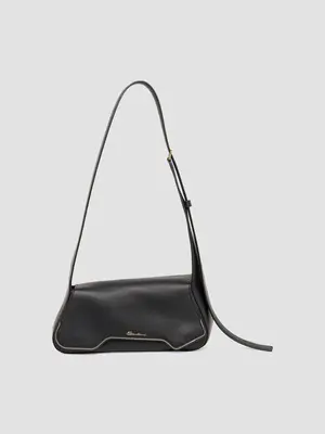 Santoni Soft Pluto Leather Shoulder Bag - Black