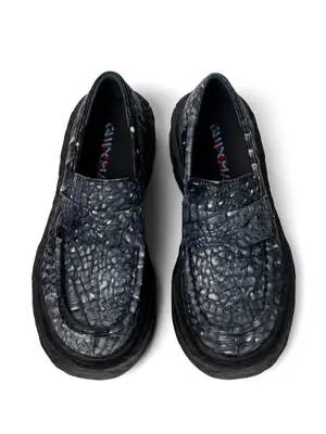 Camper Vamonos Croc-effect Leather Loafers - Grey
