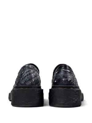 Camper Vamonos Croc-effect Leather Loafers - Grey