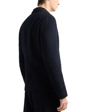 Emporio Armani Textured Stretch Blazer - Blue Navy