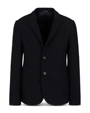 Emporio Armani Textured Stretch Blazer - Blue Navy