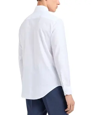 Emporio Armani Cotton Shirt With Allover Micro Jacquard Motif - Brilliant