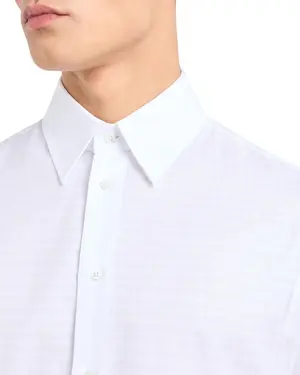 Emporio Armani Cotton Shirt With Allover Micro Jacquard Motif - Brilliant
