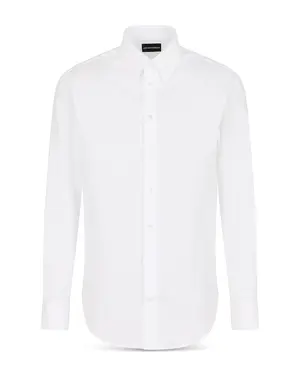 Emporio Armani Cotton Shirt With Allover Micro Jacquard Motif - Brilliant