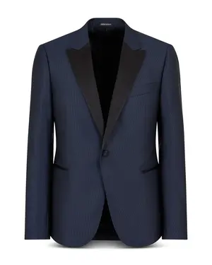 Emporio Armani M Line Slim Fit Wool & Silk Peak Lapel Blazer