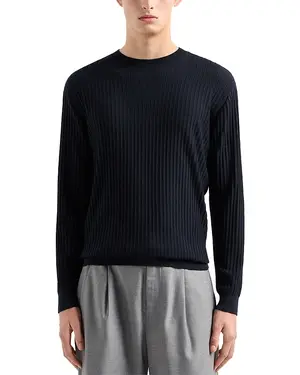 Emporio Armani Travel Essentials Ribbed Wool Sweater - Blue Navy