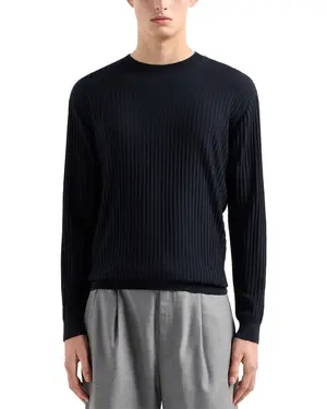 Emporio Armani Travel Essentials Ribbed Wool Sweater - Blue Navy
