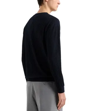 Emporio Armani Travel Essentials Ribbed Wool Sweater - Blue Navy