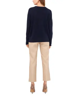 Vince Camuto Sequin Stripe Rib Knit Sweater - Classic Navy