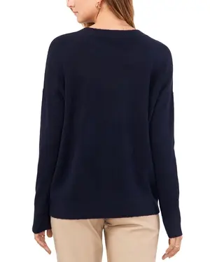 Vince Camuto Sequin Stripe Rib Knit Sweater - Classic Navy