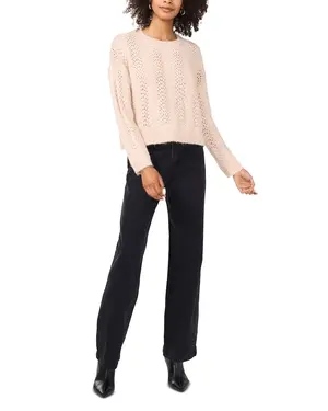 Vince Camuto Pointelle Drop Shoulder Sweater - Silver Heather