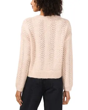 Vince Camuto Pointelle Drop Shoulder Sweater - Silver Heather