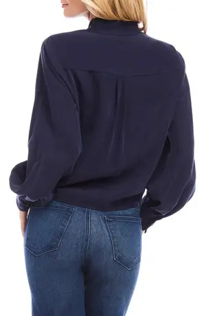 Karen Kane Tie Front Twill Top
