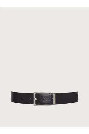 FERRAGAMO Reversible Belt With Rectangular Buckle - Natural