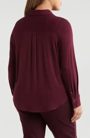 Universal Standard Elbe Popover Shirt - Black Cherry