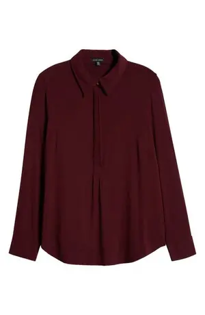 Universal Standard Elbe Popover Shirt - Black Cherry
