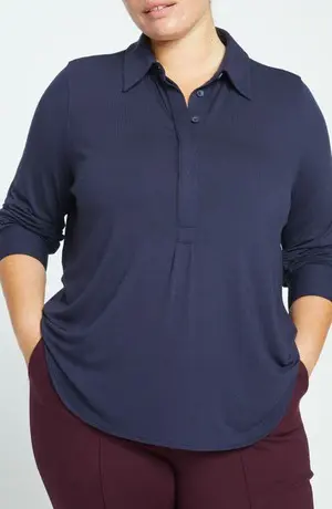 Universal Standard Elbe Popover Shirt - Midnight Blue