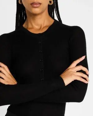 Gabriela Hearst Julian Cashmere Henley Sweater - Black