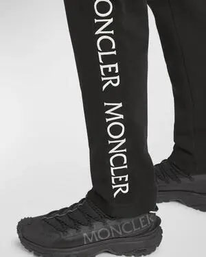 Moncler Apos;s Fleece Side-logo Sweatpants - Black