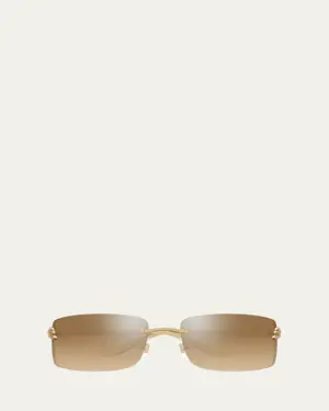 Cartier Panthère De Rimless Rectangle Sunglasses - Gold
