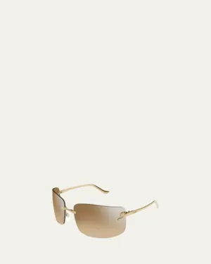 Cartier Panthère De Rimless Rectangle Sunglasses - Gold