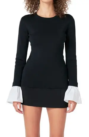 Endless Rose Flare Cuff Long Sleeve Ribbed Top