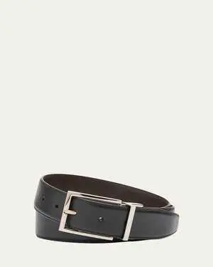 Brioni Twist Buckle Reversible Belt - Black Brown