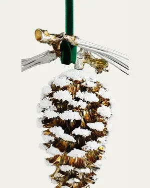 Michael Aram Pine Cone Snowy Christmas Ornat - Goldwhite