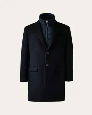 Mackage Wool Topcoat With Removable Down Bib - Black