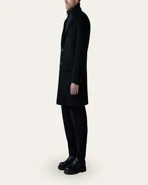 Mackage Wool Topcoat With Removable Down Bib - Black