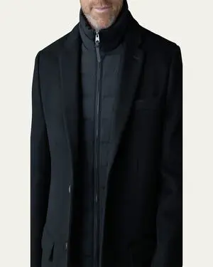 Mackage Wool Topcoat With Removable Down Bib - Black