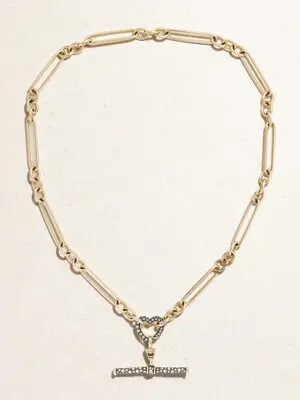 LUCY DELIUS Trombone Link Chain Diamond Necklace - Gold