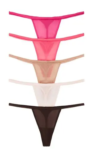 Privacy Please Alice G String 5 Pack In Pink - Neapolitan