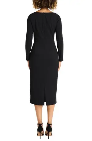 Maggy London Beaded Long Sleeve Midi Dress