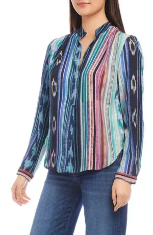 Karen Kane Printed Split Neck Top