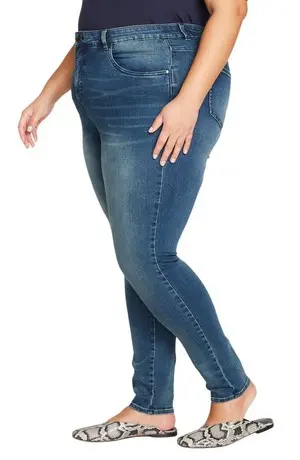 Universal Standard Seine Ankle Skinny Jeans - Distressed Blue