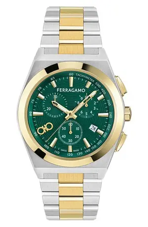 FERRAGAMO Two-tone Bracelet Chronograph Watch - Two Tone