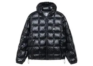 StüSsy Midweight Hooded Puffer - Black | Editorialist