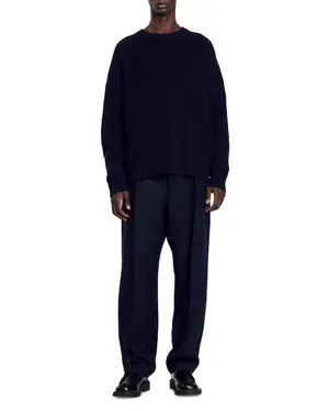 Sandro Carter Wool & Cashmere Oversized Sweater - Navy Blue