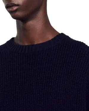 Sandro Carter Wool & Cashmere Oversized Sweater - Navy Blue