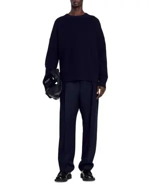 Sandro Carter Wool & Cashmere Oversized Sweater - Navy Blue