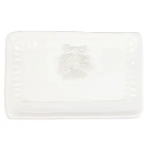 VIETRI Pietra Natale Wreath Rectangular Tray - White