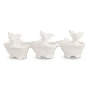 VIETRI Pietra Natale Figural Deer 3 Part Server - White