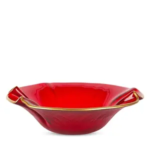 VIETRI Holiday Glass Small Ruffled Bowl - Red