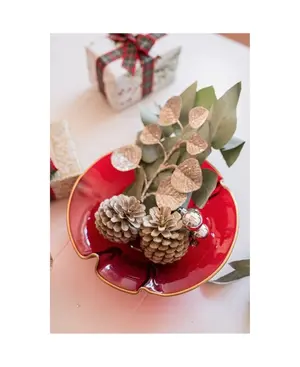 VIETRI Holiday Glass Small Ruffled Bowl