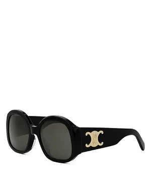 Celine Maxi Triomphe Round Sunglasses, 54mm - Black/smoke