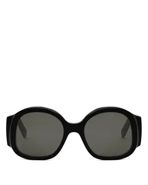 Celine Maxi Triomphe Round Sunglasses, 54mm - Black/smoke