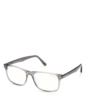 TOM FORD Square Blue Light Glasses, 55mm - Gray/clear Solid